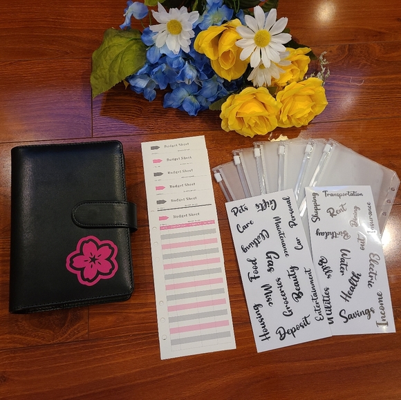 None | Office | Black Budget Binder With Cherry Blossom Set | Poshmark